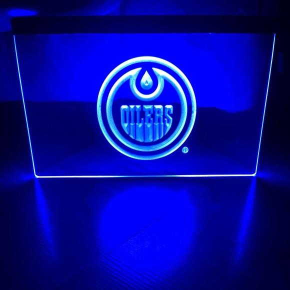 Other | Edmonton Oulers Led Neon Blue Light Sign 8x12 | Poshmark